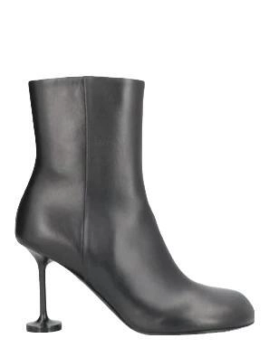 Balenciaga Leather Ankle Boots With Geometric Heel - Black