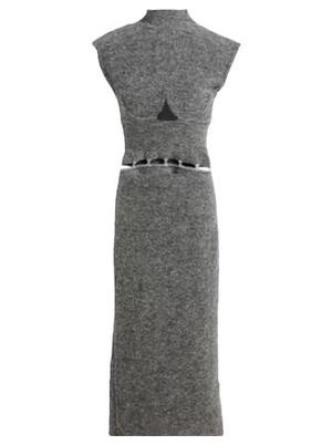 Sportmax Knitted Dress With Mock Neck And Patent Effect - Gray