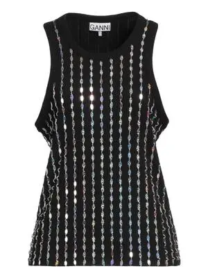 GANNI Sleeveless Knitted Top - Black