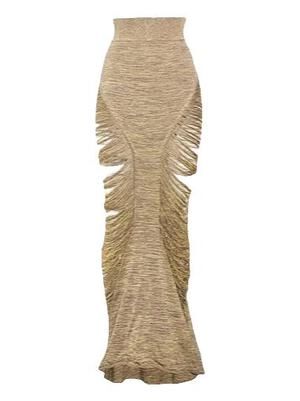 Rick Owens Asymmetric Metallic Knit Skirt - Nude