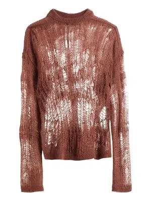 Rick Owens Open-knit Crewneck Sweater - Brown