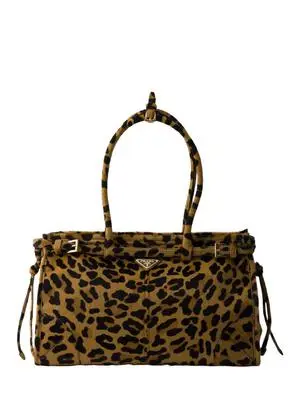 Prada Bonnie Large Printed Leather Handbag - Brown
