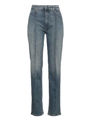 Sportmax High Waist Straight Leg Washed Denim Jeans - Gray