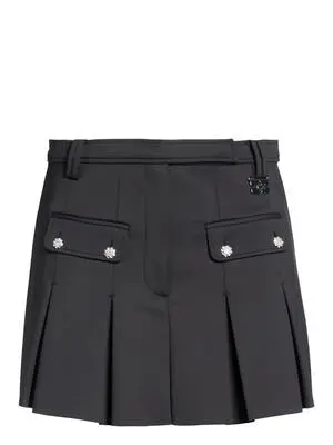 GANNI Ganni Pleated Skirt With Logo Detail Black