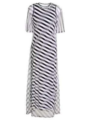 Sportmax Fitted Striped Tulle Dress - Gray