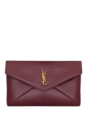 SAINT LAURENT Saint Laurent Cassandre Large Envelope Pouch In Shiny Leather