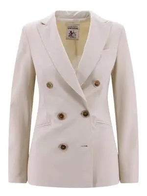 SEMICOUTURE Double-breasted V-neck Blazer With Cuff Buttons - Nude