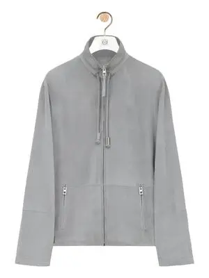 Loewe Long-sleeved Leather Jacket Light Gray
