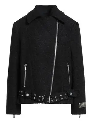 GANNI Ganni Bouclé Biker Jacket With Belt Black