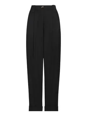 GANNI Solid Color Tapered Trousers With Stretch Fabric - Black