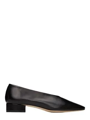 AeydĒ Delia Leather Low Heel Pumps - Black
