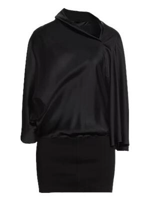 Rick Owens Satin Draped Neck Top - Black