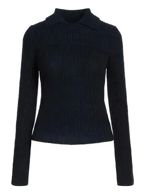 Rag & Bone Rag & Bone Solid Color Knit Top With Classic Collar Black