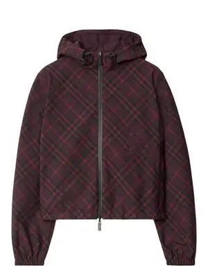 Burberry Cropped Reversible Check Hooded Jacket - Black
