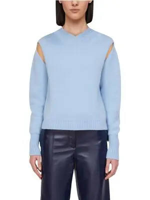 FERRAGAMO Layered Cashmere Sweater - Light Blue