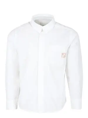 Fendi Logo Embroidered Cotton Shirt - White