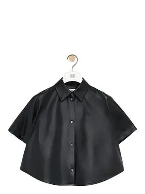 Loewe Short Sleeve Trapeze Shirt In Nappa Lambskin - Black