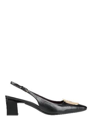 TORY BURCH Tory Burch Black Leather Block Heel Mary Jane Slingbacks