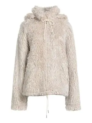 Marni Teddy Fleece Zip-up Hooded Jacket - Nude