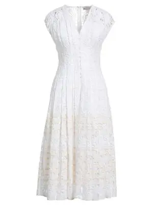 Tory Burch Lace Pleated Midi Dress - White