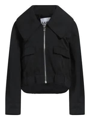 GANNI Casual Jacket With Classic Collar - Black