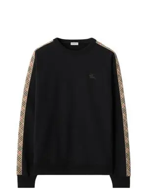 Burberry Check Trim Cotton Sweatshirt - Black