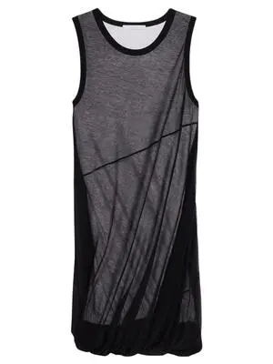 Helmut Lang Sleeveless Round Neck Dress With Fluffy Hem - Black