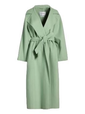 Max Mara Belted Long Sleeve Coat - Gray
