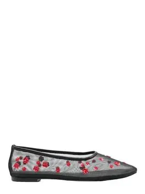Staud Alba Ballerina Flats With Floral Embellishments - Gray