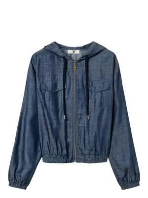 TWINSET Hooded Denim Jacket With Zip-up Closure - Blue