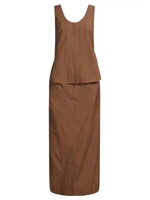 Brunello Cucinelli Sleeveless Scoop Neck Maxi Dress - Brown