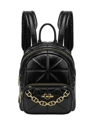 Moschino Quilted Faux-leather Backpack - Black