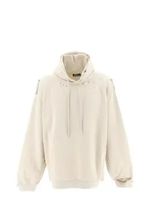 RAF SIMONS Raf Simons Oversized Ripped-Detail Cotton Hoodie With Logo And Drawstring