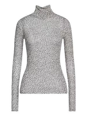 SAINT LAURENT Saint Laurent Leopard Print Turtleneck Wool Knit Sweater