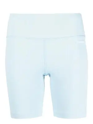 SPORTY  RICH Sporty & Rich Ribbed Biker Shorts With Logo Patch - Blue