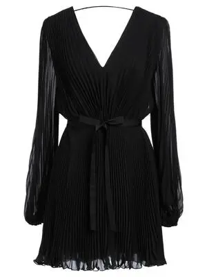 Max Mara Pleated Long Sleeve Maxi Dress - Black