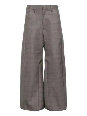 DOUBLET Robot Wool Wide-leg Plaid Trousers - Gray
