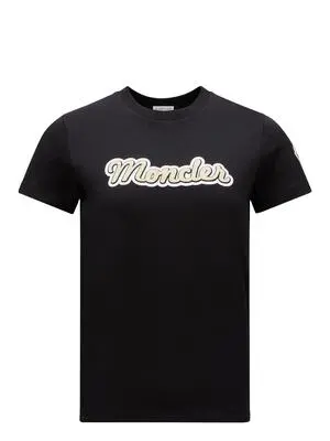 Moncler Logo Embroidered T-shirt - Black