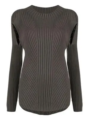 LOW CLASSIC Ribbed Knit Cutout Long Sleeve Jumper - Black