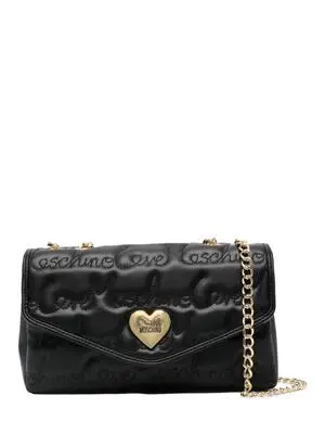 Moschino Embossed Leather Shoulder Bag - Black