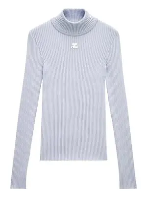 COURREGES Courreges Ribbed Roll Neck Jumper Deep Lavender