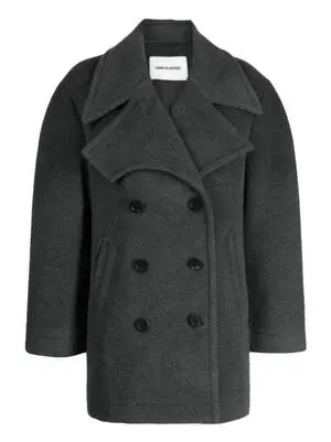 LOW CLASSIC LOW CLASSIC Double-Breasted Notched Lapel Coat