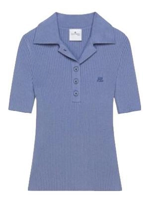 COURREGES Courreges Ribbed Polo Top With AC Logo