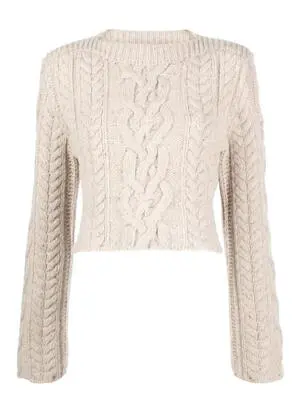 LOW CLASSIC LOW CLASSIC Off-the-Shoulder Chunky Cable Knit Jumper