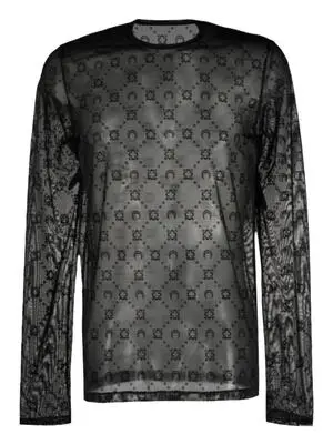 MARINE SERRE Moonogram-pattern Long-sleeve T-shirt - Black