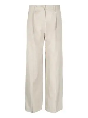 LOW CLASSIC High-waisted Pleated Wide-leg Trousers - White