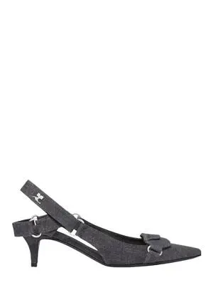 COURREGES Slingback Pumps With Logo Detail - Black