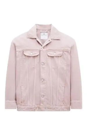 COURREGES Notched Lapel Cotton Denim Jacket - Pink