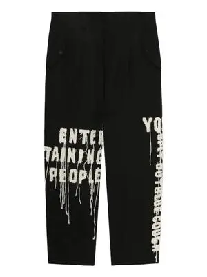 Yohji Yamamoto Embroidered Wool Trousers - Black