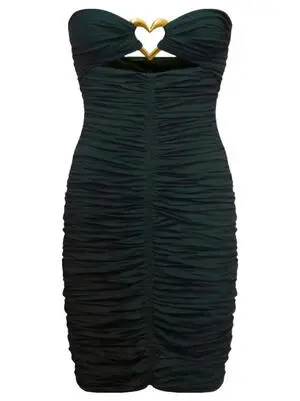 AREA Heart-ring Ruched Mini Dress - Black